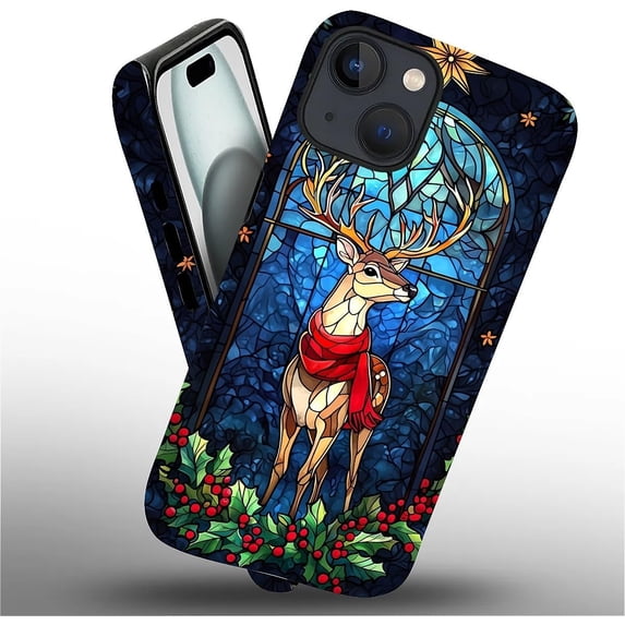 Compatible with iPhone 15 Case,Christmas Reindeer Star Pattern 2 in 1 ...
