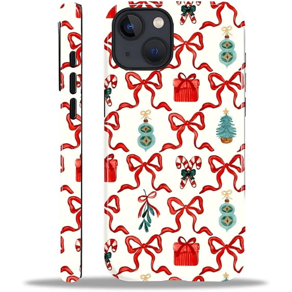 Compatible with iPhone 15 Plus Case,L2 Christmas Red Ribbon Dual Layer ...