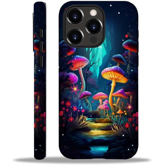 Compatible with iPhone 15 Pro Max Case, Colorful Mushroom 2 in 1 Double ...
