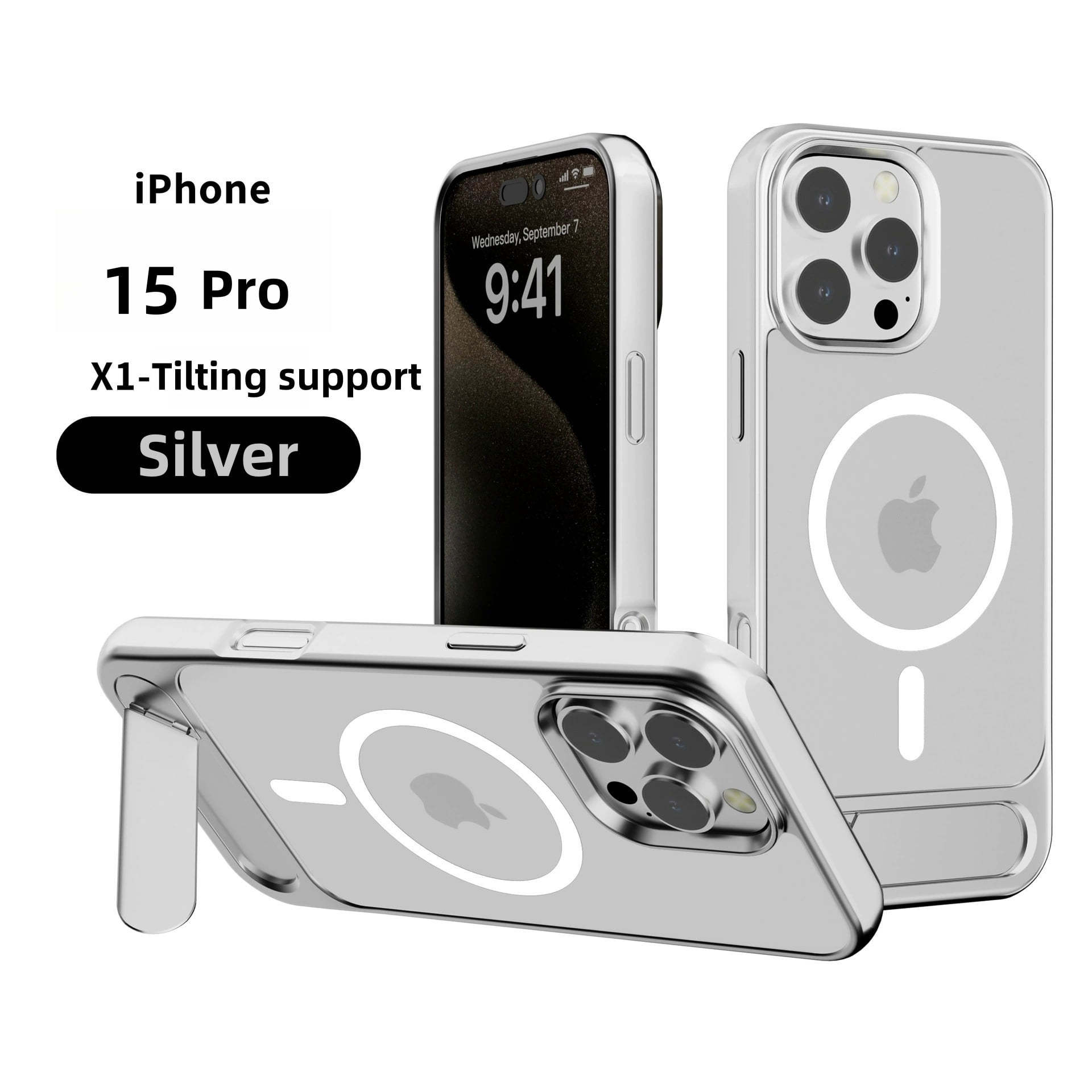 Compatible with iPhone 15 Pro case, metal paint tilting stand magsafe ...