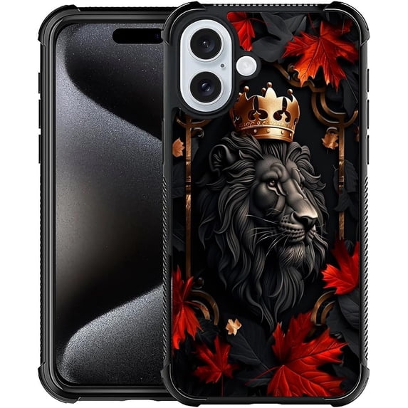 Compatible with iPhone 16 Case,Maple Leaf Lion King Pattern Soft TPU Bumper Desgin,Anti-Scratch ...