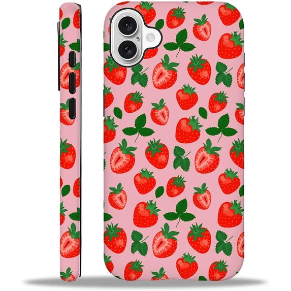 Compatible with iPhone 16 Case, Strawberries 2 in 1 Heavy Duty ...