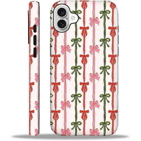 Compatible with iPhone 16 Plus Case,L2 Christmas Ribbon Bow Tie Dual ...