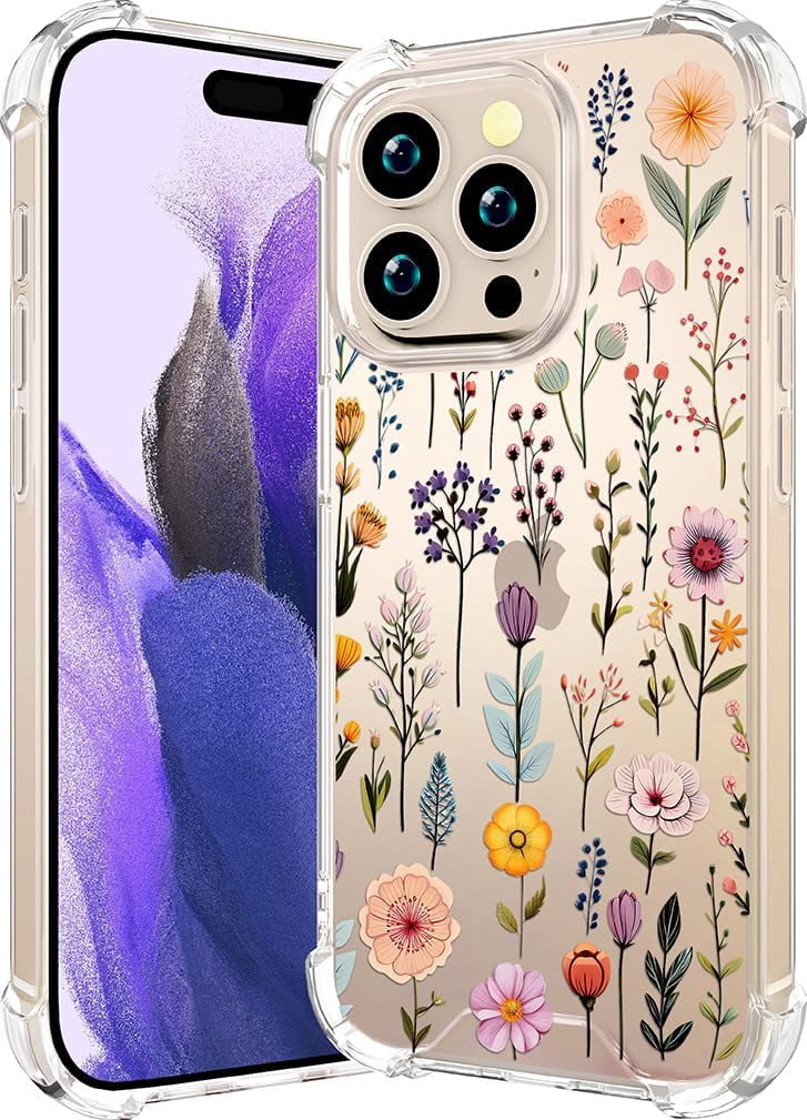 Compatible with iPhone 16 Pro Case Clear Cute for Women - Rugged Phone ...
