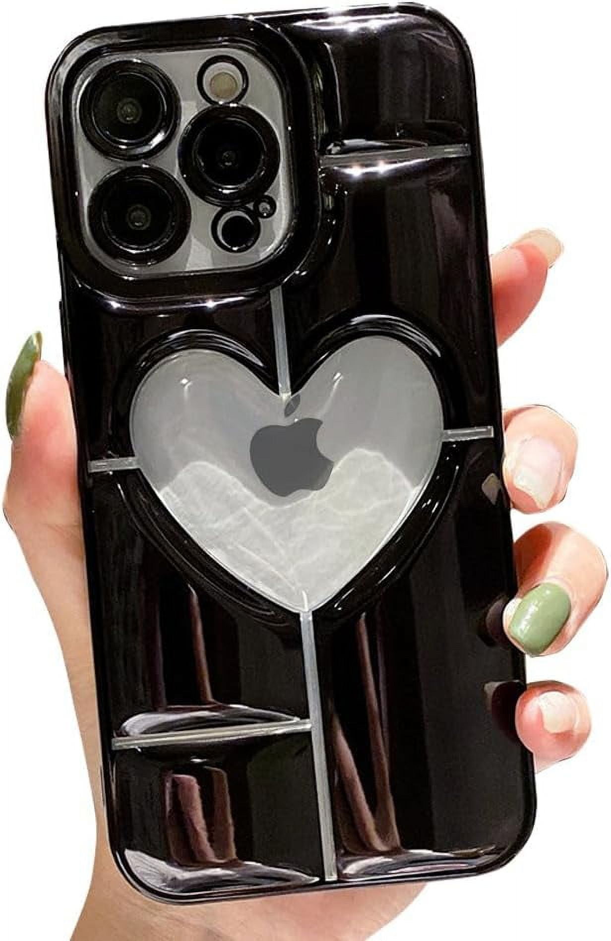 Compatible with iPhone Case,Luxury Electroplated Heart Shpae Hollow ...