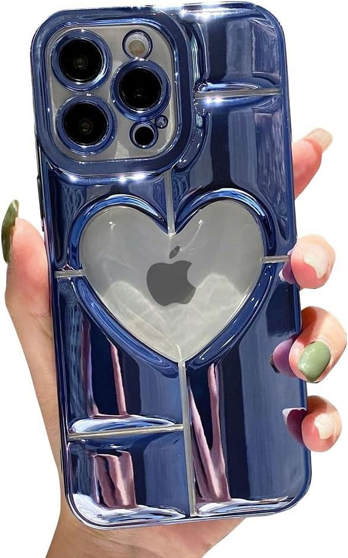 Compatible with iPhone Case,Luxury Electroplated Heart Shpae Hollow ...