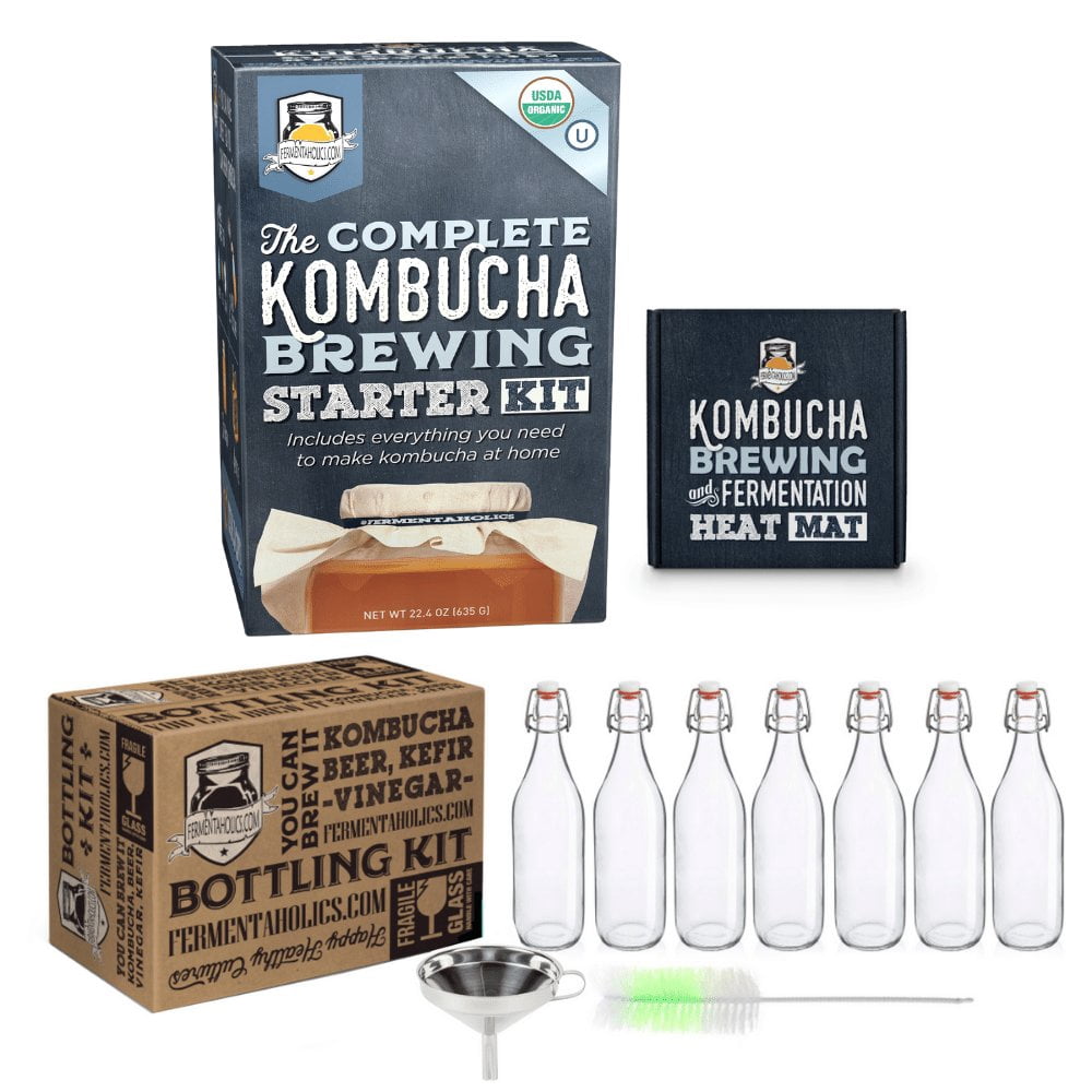 Fermentaholics Complete Kombucha Brewing Kit with SCOBY, Brewing Jar ...
