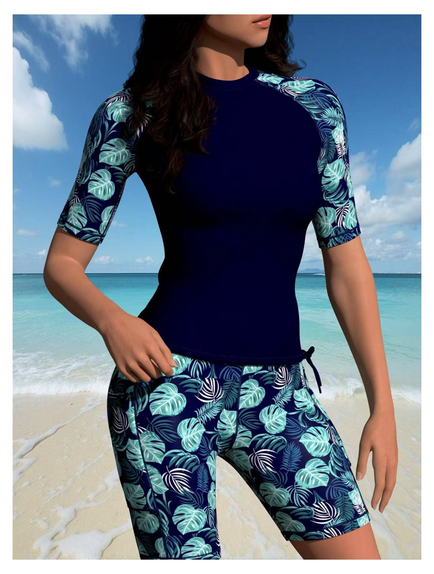 Competitive Sports Diving Print Solid Color Patchwork Slimming Two ...
