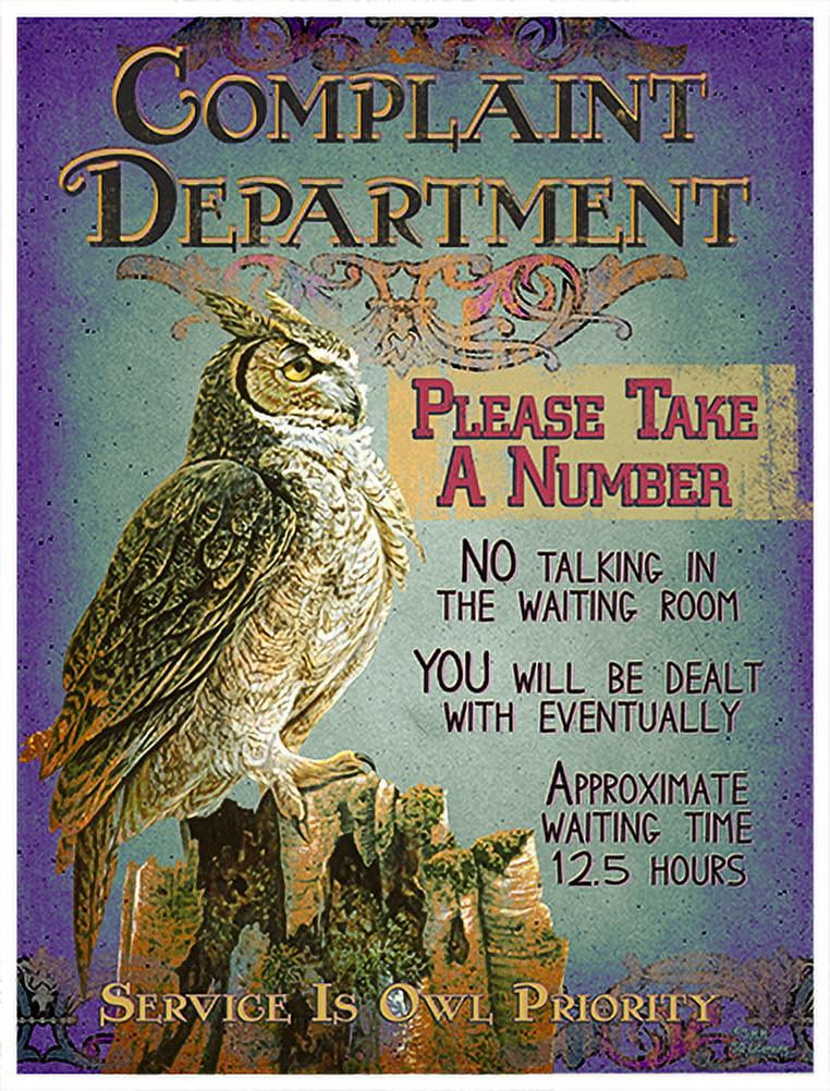 Complaint Department Please Take A Number Owl [3 Pack] of Vinyl Decal ...
