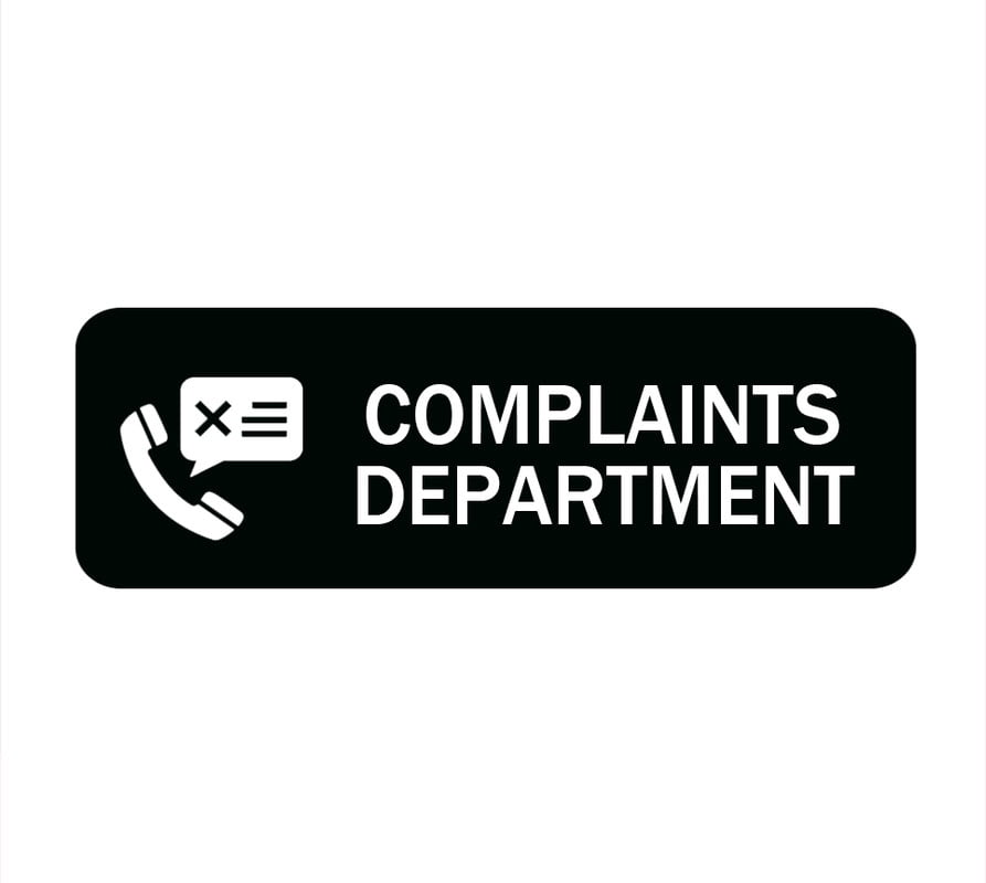 Complaints Department Sign, 10 X 3 Inch Acrylic Plastic Sign With ...