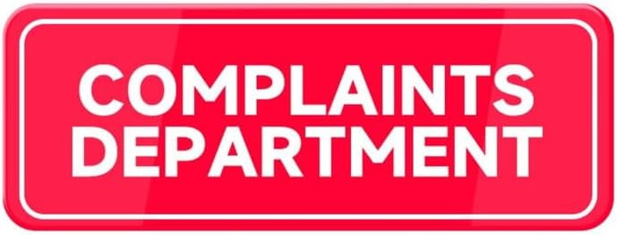Complaints Department Sign W/Adhesive Back - Durable And Wipe Clean ...