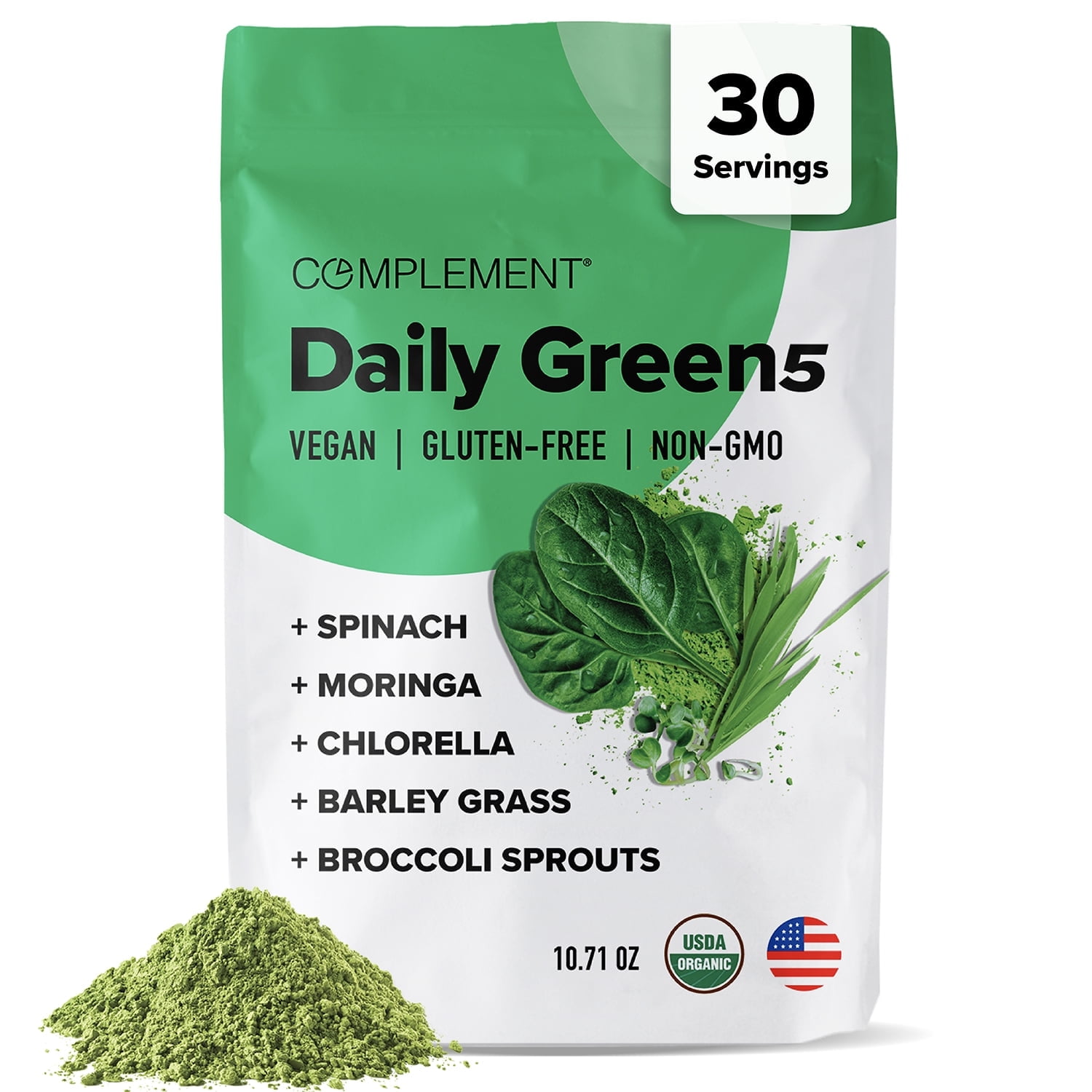 Complement Daily Greens Superfood Powder, Vegan, Immune Support, 30 ...