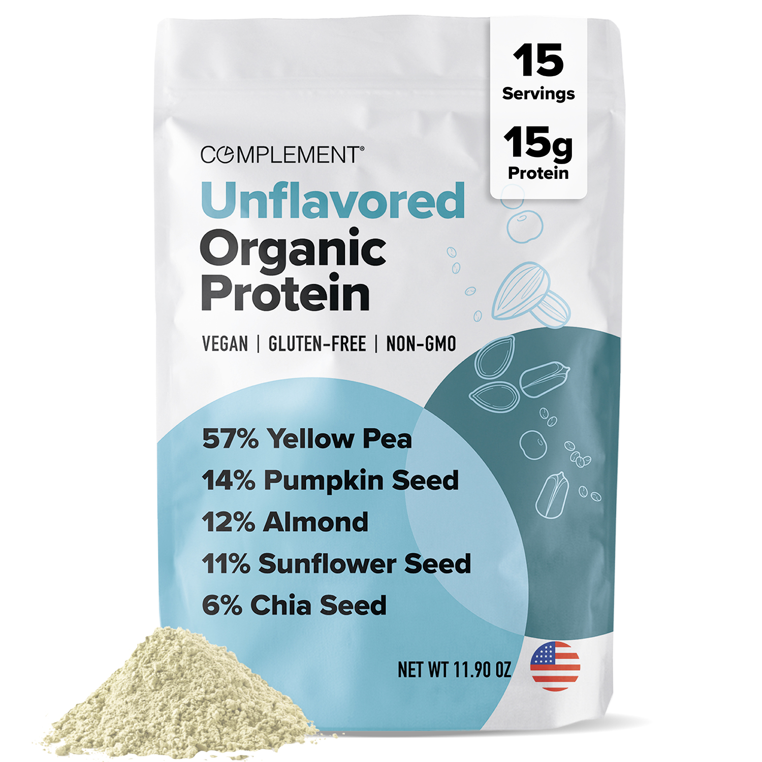 Vega Organic All-in-One Shake Plant Based Protein Powder, Unsweetened ...