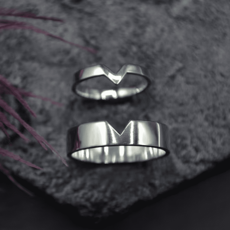 Complementary ring in 925 silver - His & Her wedding band -Promise ...