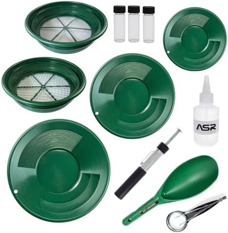 Complete 11pc Gold Panning Kit Prospecting Equipment with 1/2 and 1/4 ...