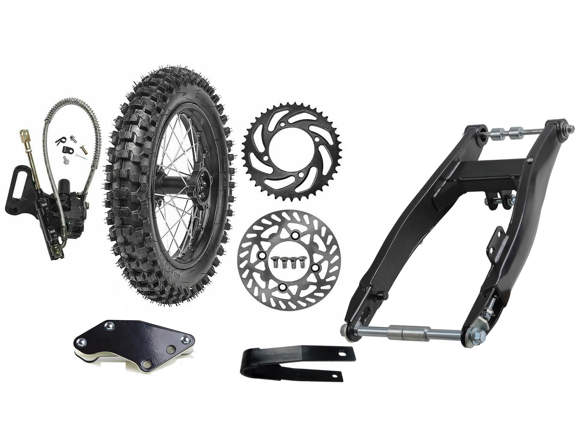 Complete 12" Rear Wheel Assembly 80/100-12 3.00-12 inch Knobby Tire ...
