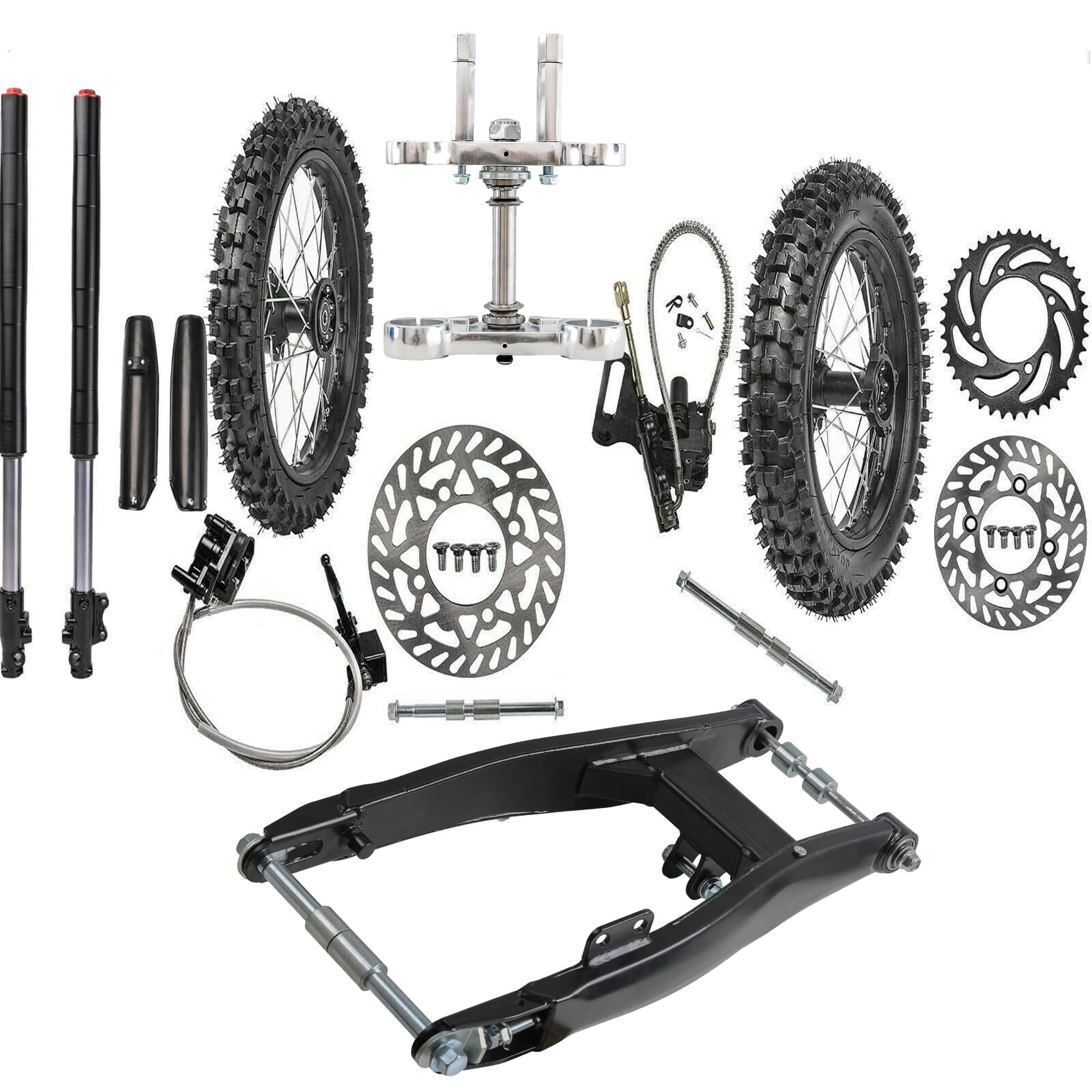 Complete 14" 12" Front Rear Wheel Disc Brake Kit, 60/100-14 & 80/100-12 ...