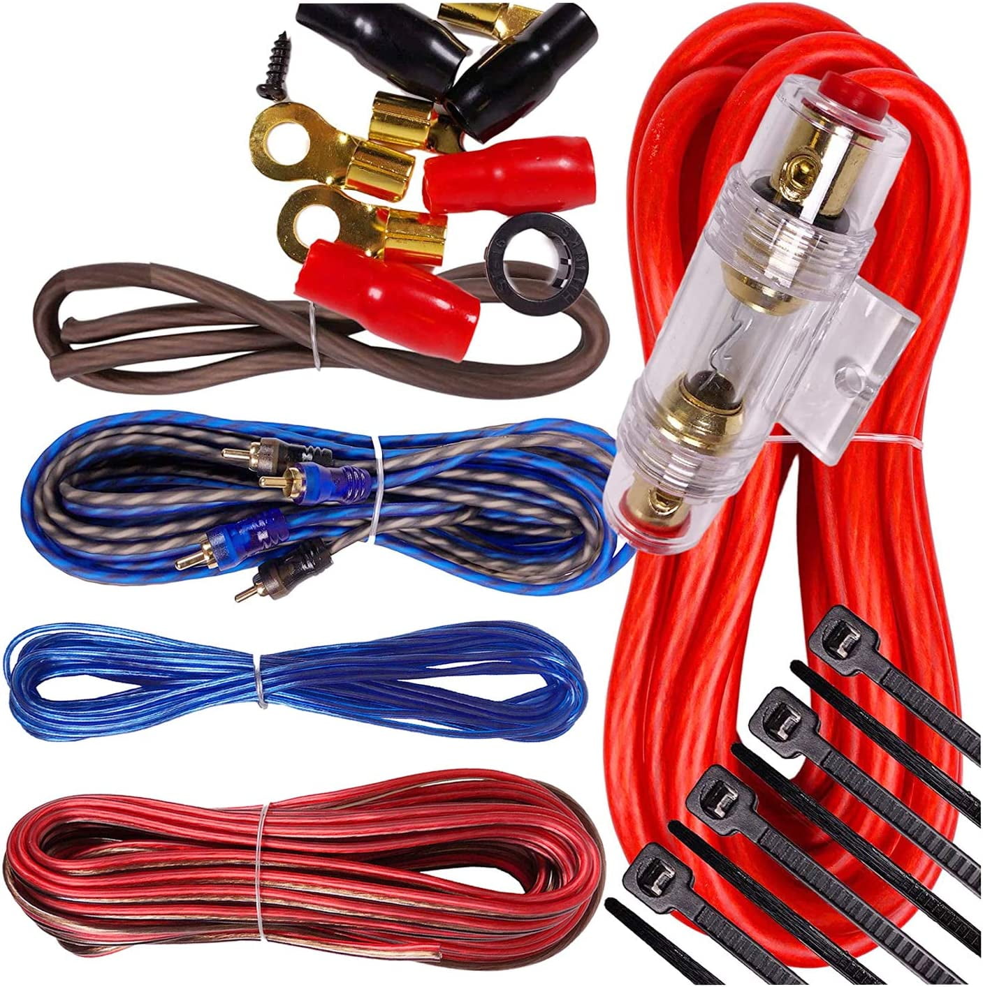 8 Gauge Amp Wire Kit Complete 4 Channels 2500W Gravity 4 Gauge ...