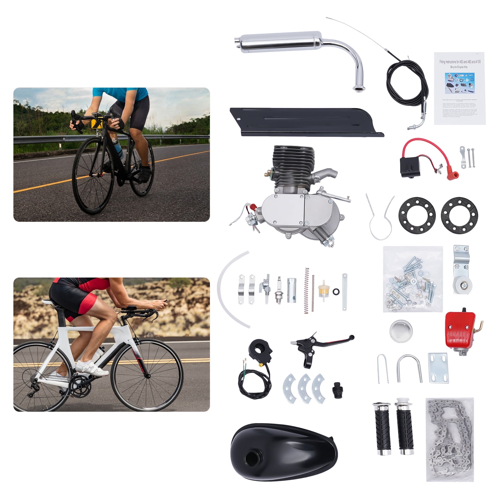 Complete 2-Stroke Bicycle Engine Kit, 3.2kW Power, CDI Ignition ...