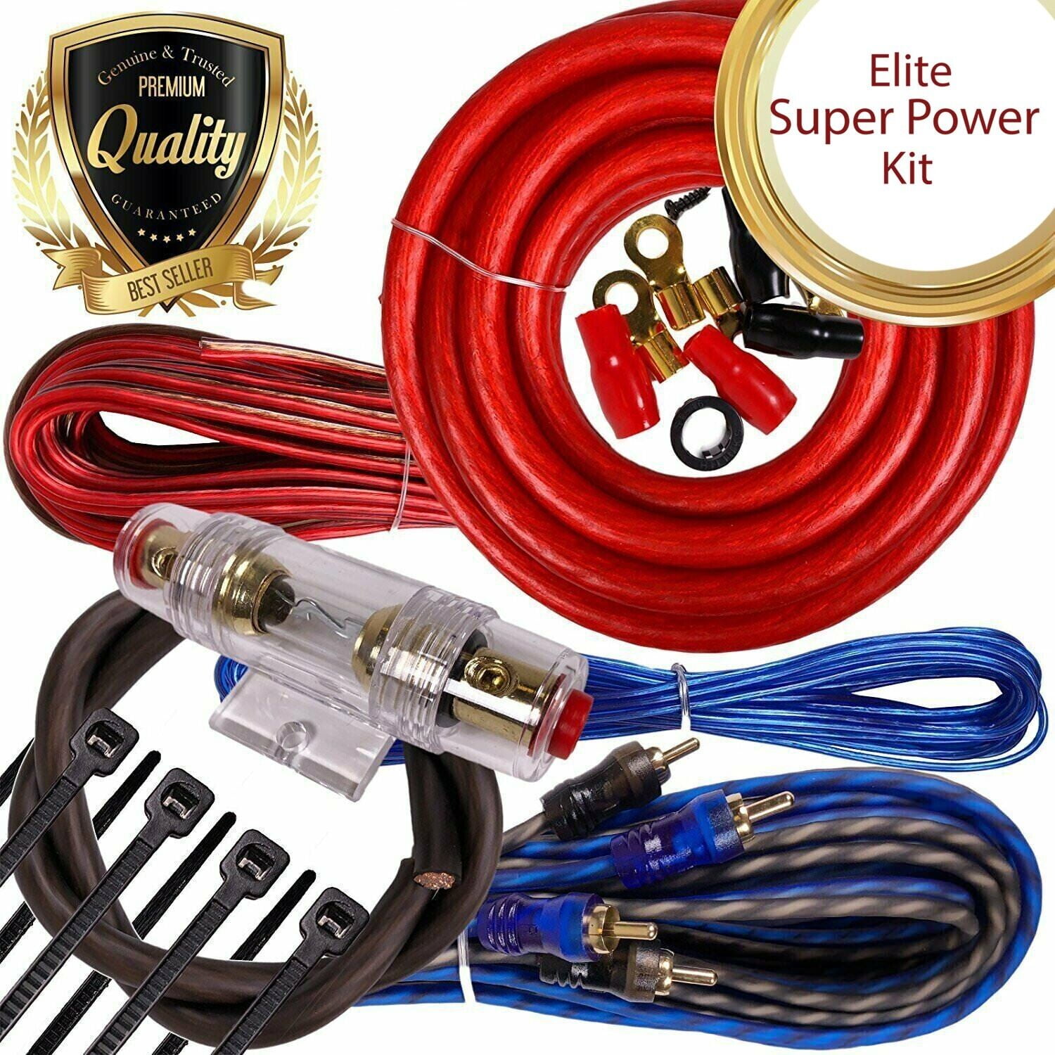 Complete 2500W 4 Gauge Car Amplifier Installation Wiring Kit Amp PK3 4 ...