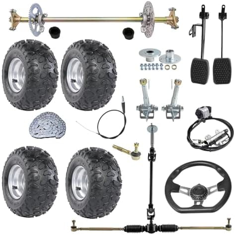 Complete 29" Go Kart Rear Live Axle Kit with 145/70-6 Wheels, Steering ...