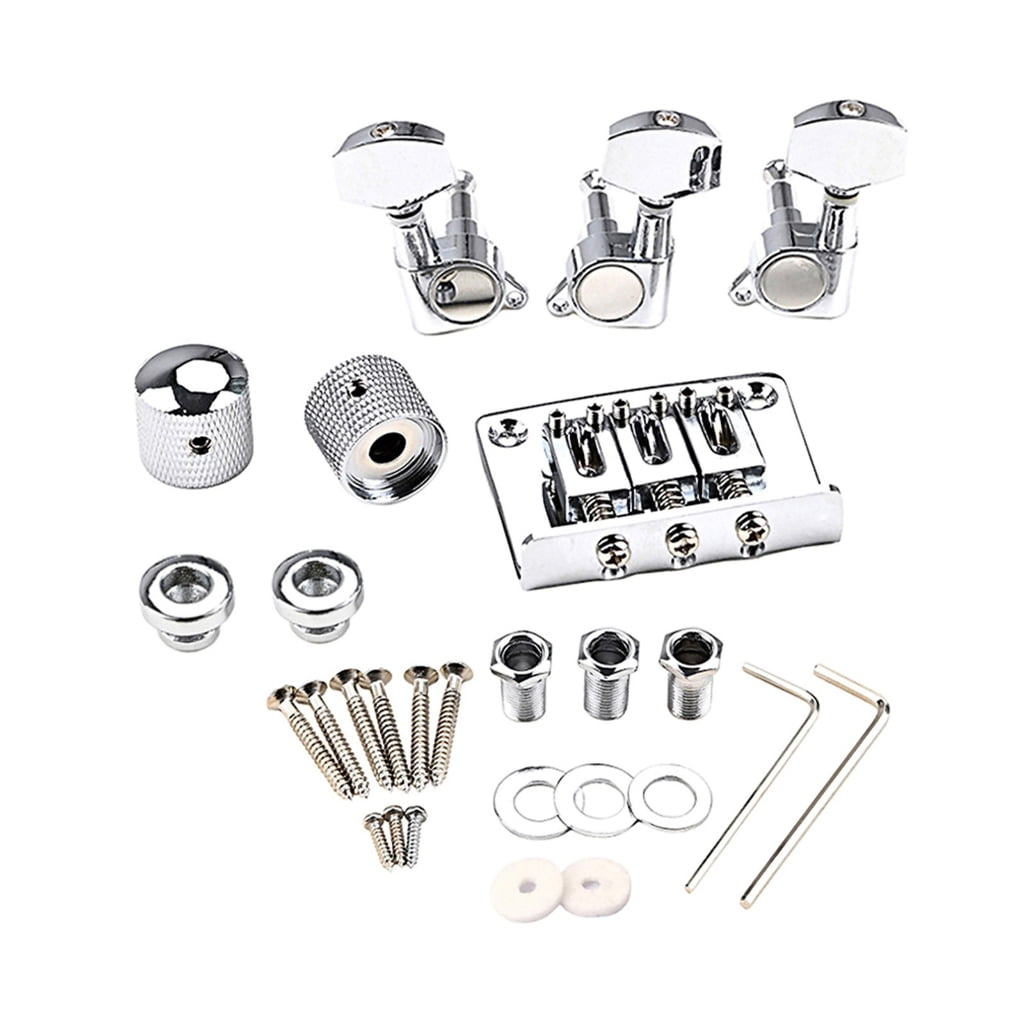 Complete 3 String Guitar Bridge Hardware Set With Tuning Pegs Control ...