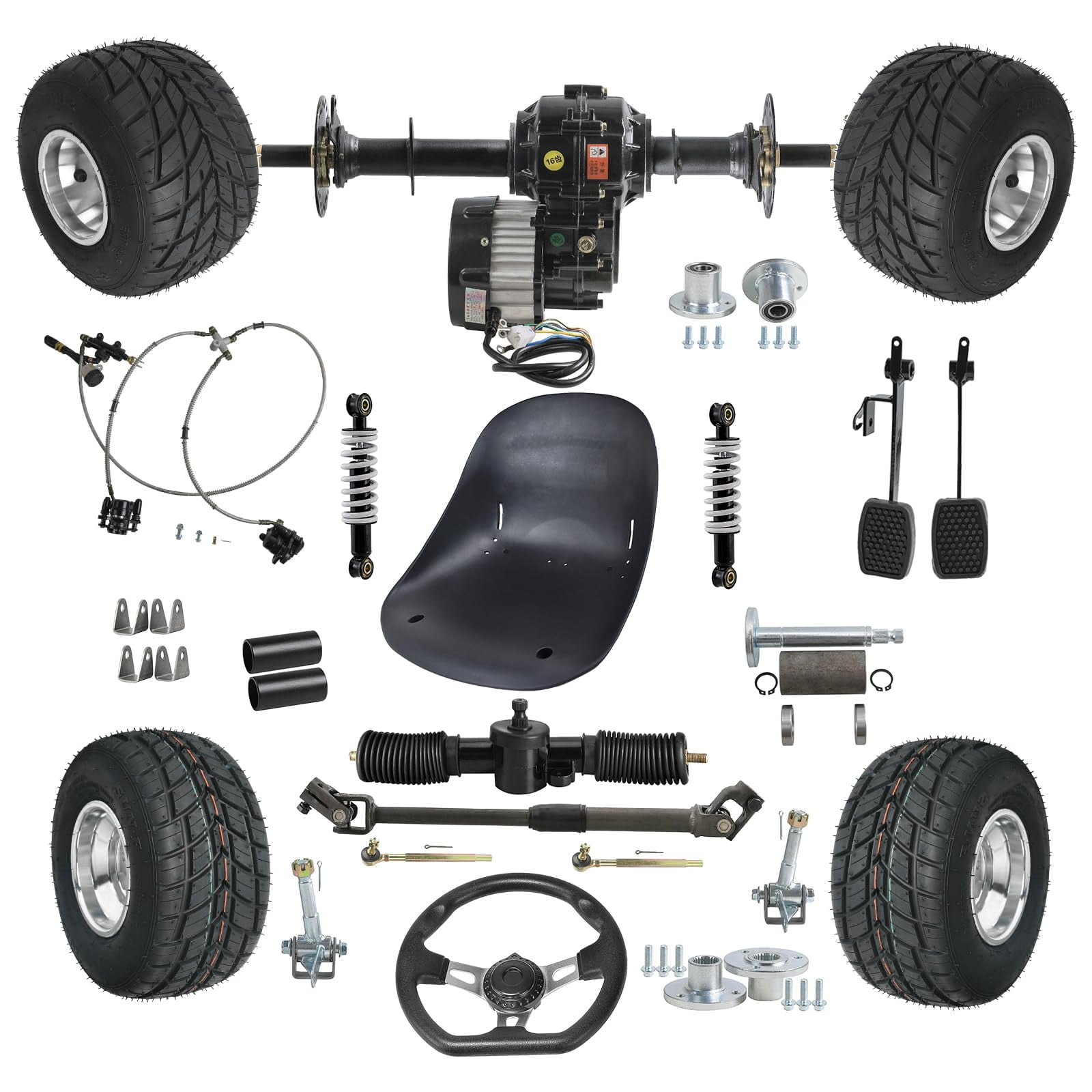 Complete 30" Rear Axle Kit & 5" Racing Wheels & 48V 1000W Motor ...