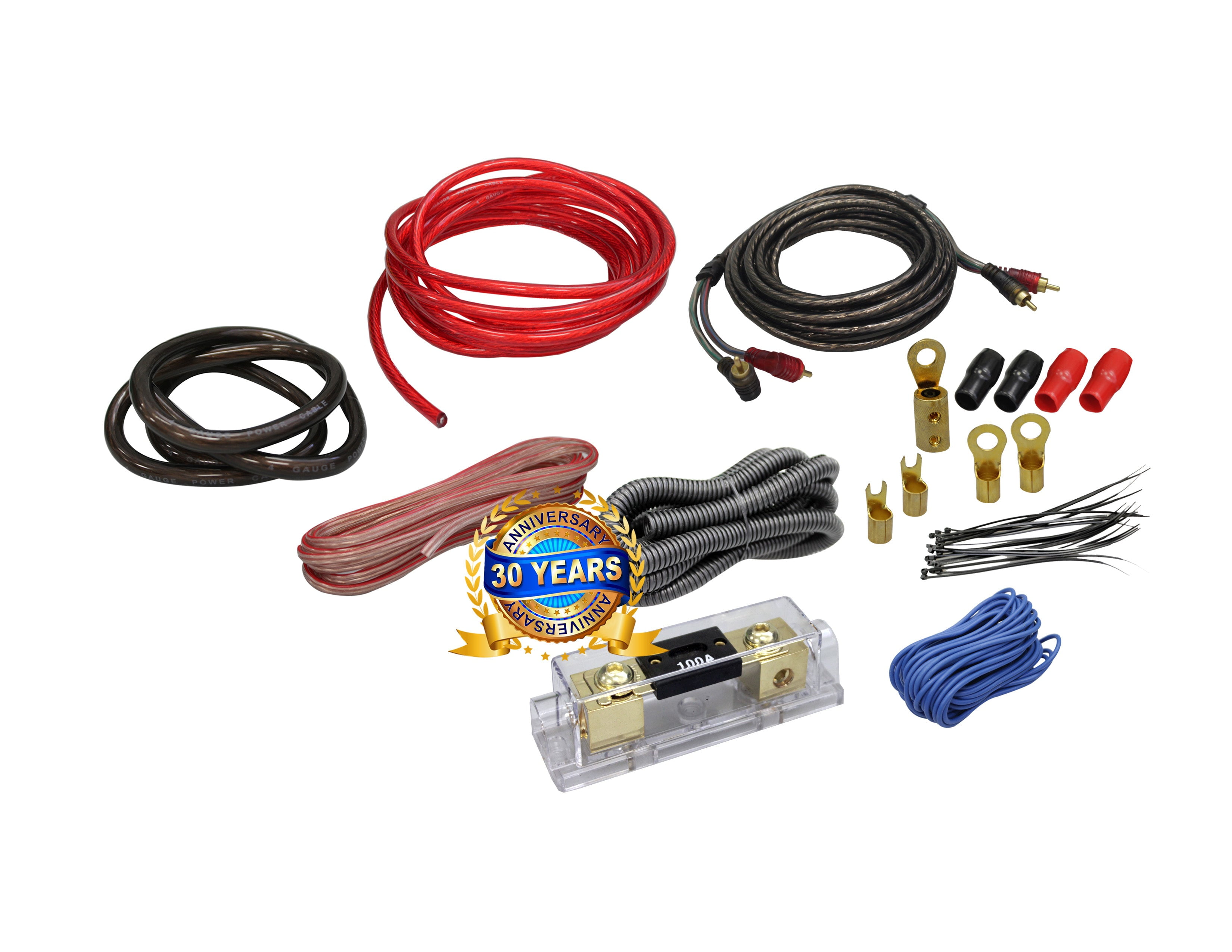 Absolute USA 3000W 4 Gauge Car Amplifier Installation Kit, Blue Power ...
