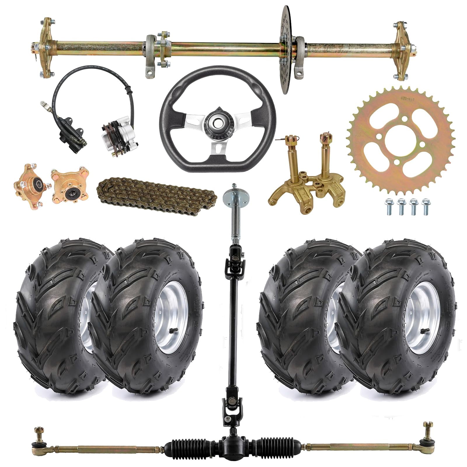 Complete 32-Inch Rear Axle Kit, DIY Go-Kart Live Axle for ATVs, Quads ...