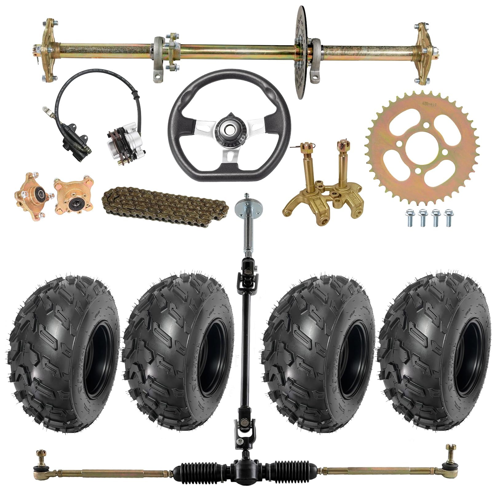 Complete 32-Inch Rear Axle Kit, DIY Go-Kart Live Axle for ATVs, Quads ...