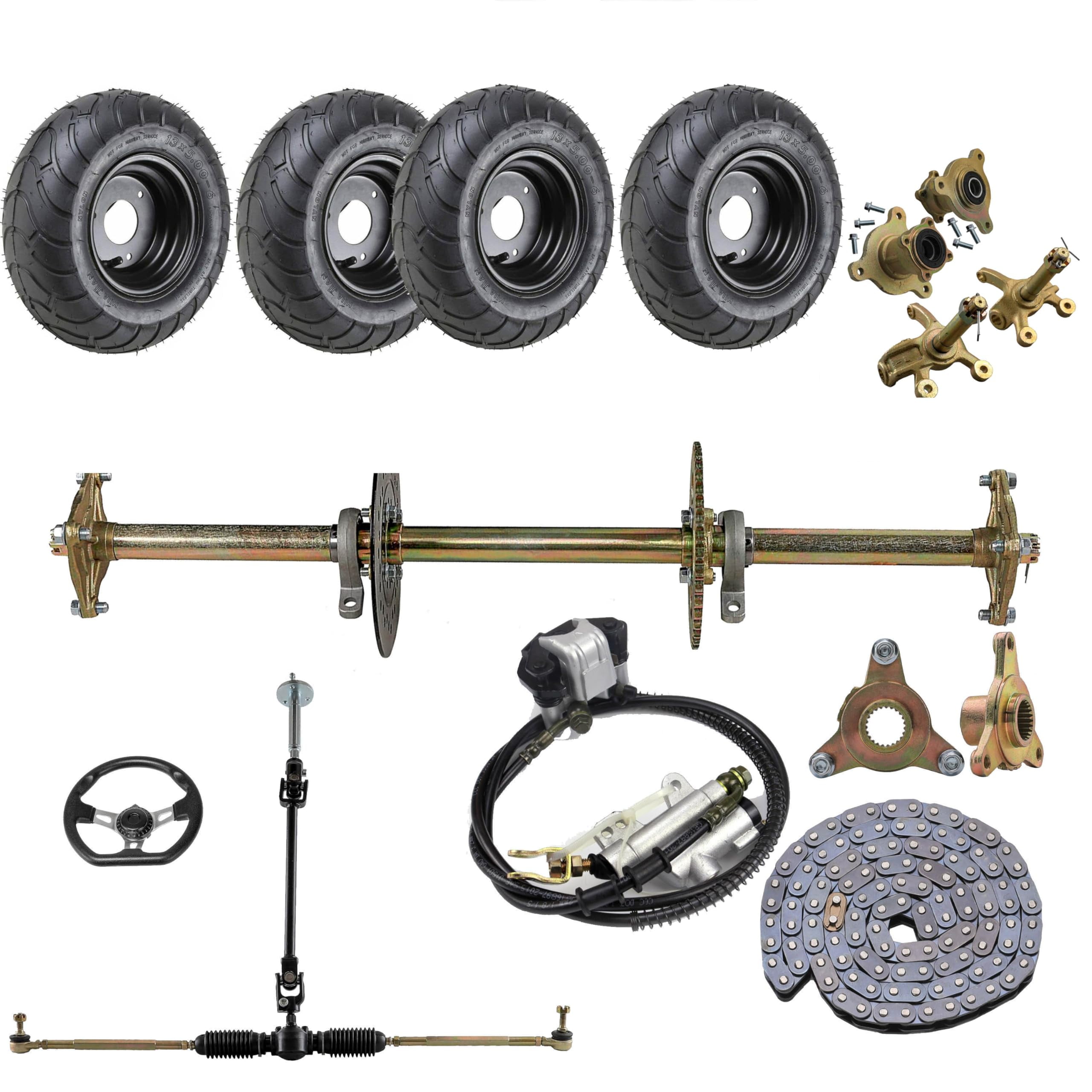 Complete 32-Inch Rear Axle Kit, DIY Go-Kart Live Axle for ATVs, Quads ...