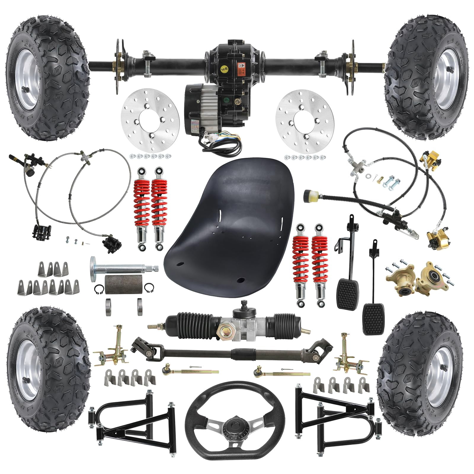 Complete 34" Rear Axle Kit & 6" Wheels & 48V 1000W Motor Differential ...