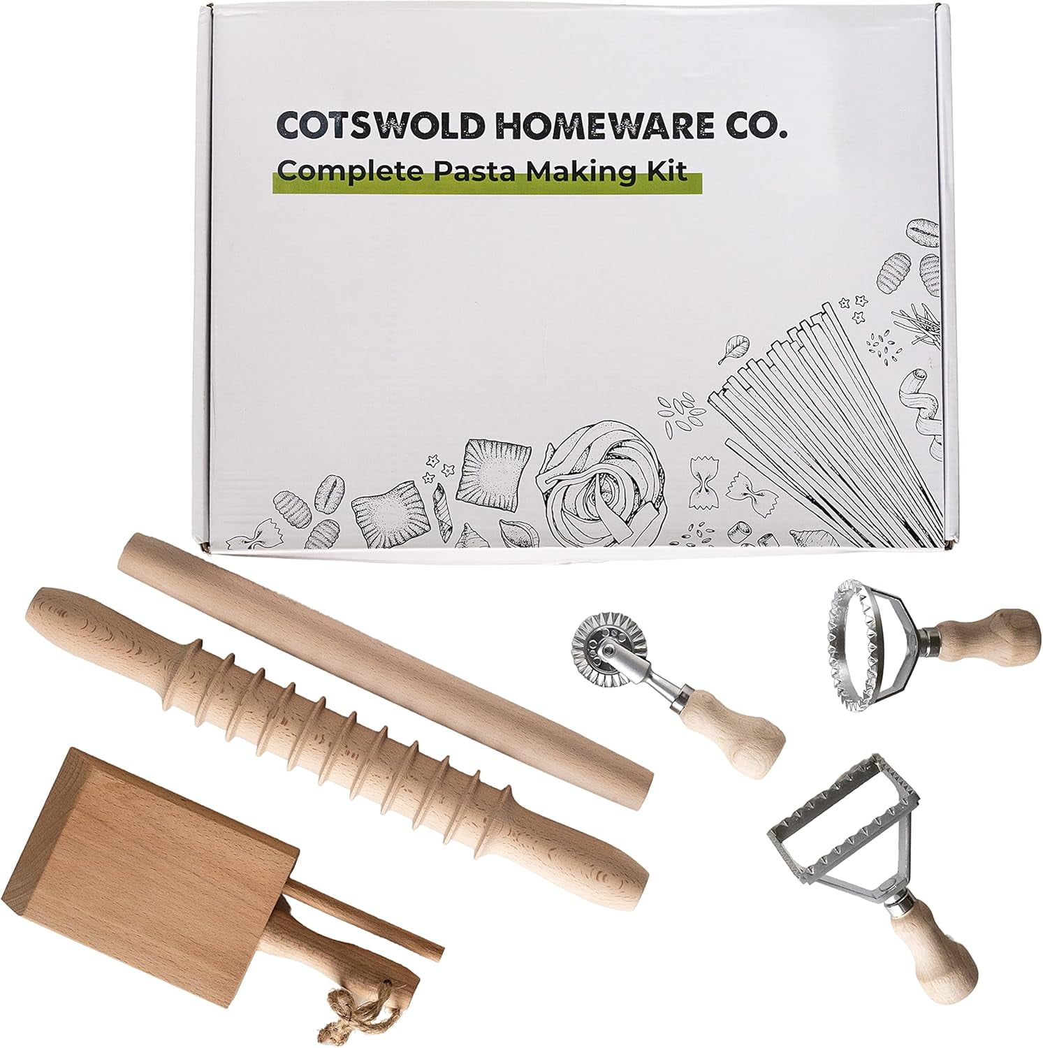 Complete 6 Pcs Pasta Making Tool Set Includes Two Ravioli Stamp Maker ...