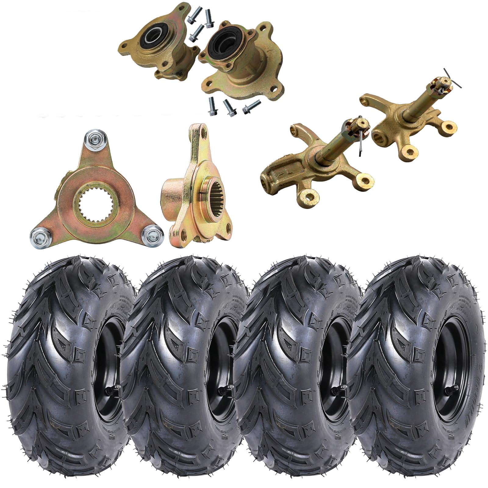 Complete 6" Wheels Set with 145/70-6 Tires on Rims and 3 Stud Hubs ...