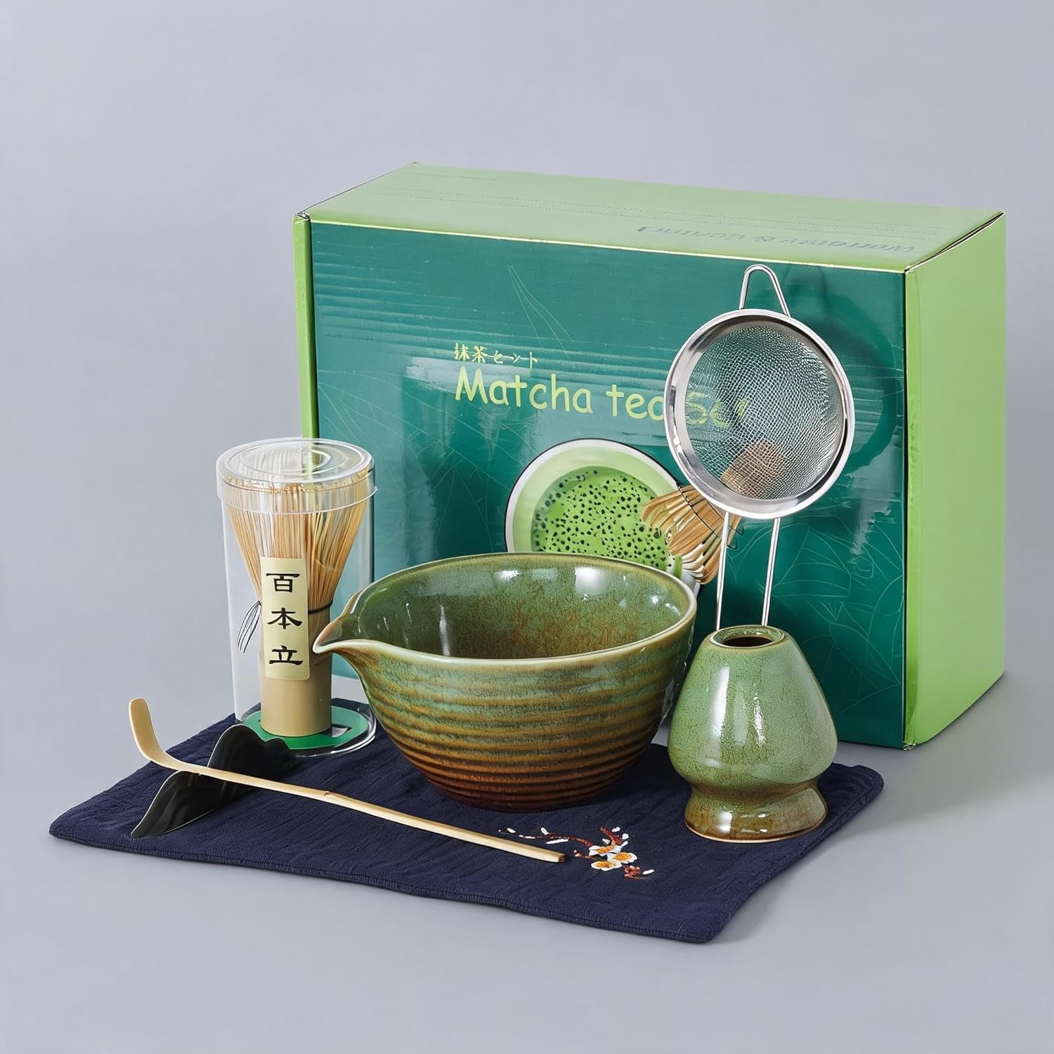 Complete 7-Piece Matcha Tea Set – Ceramic Bowl, Whisk & Holder, Scoop ...