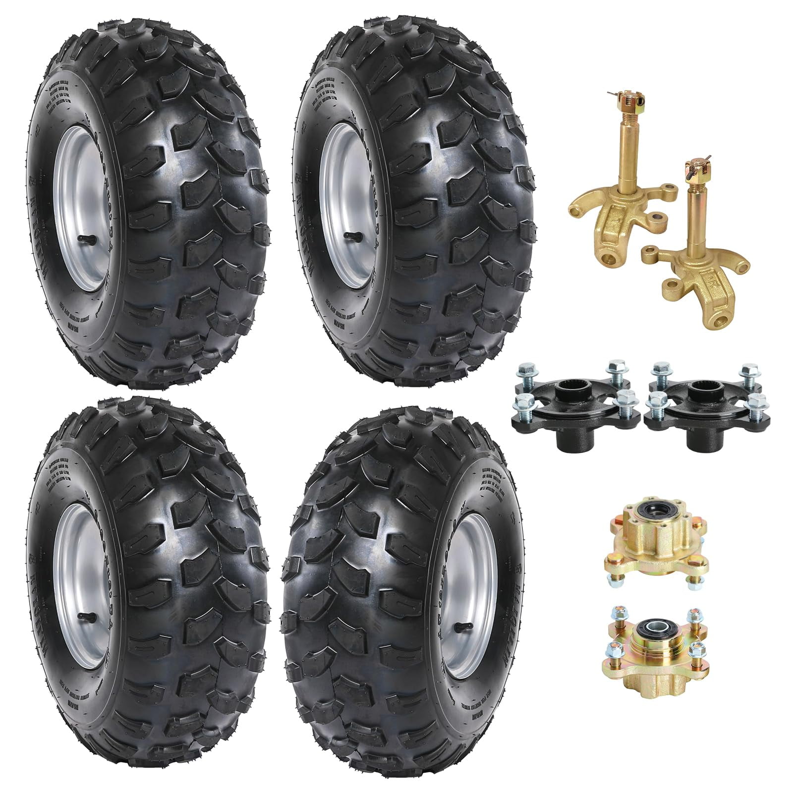 Complete 8" Wheel Set with 19x7-8 Tires on Rims and 110mm Spacing 23T 4 ...