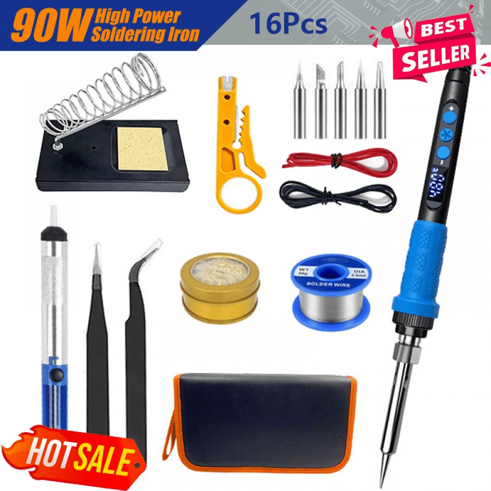 Complete 90W Soldering Set - Includes Rosin Flux, Multiple Tips ...