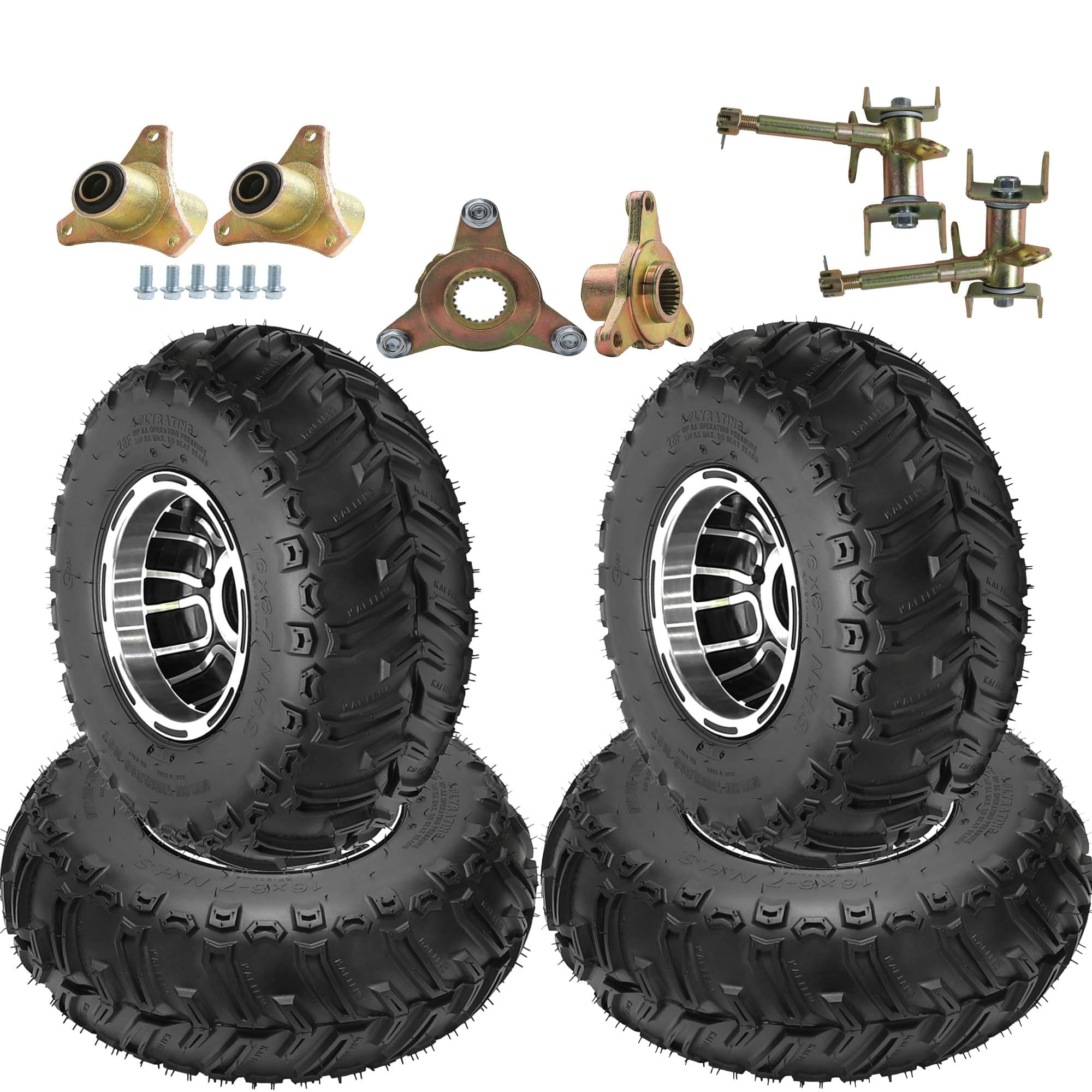 Complete ATV Go Kart Tires and Rims Tubeless 16x8-7 Inch Front & Rear ...