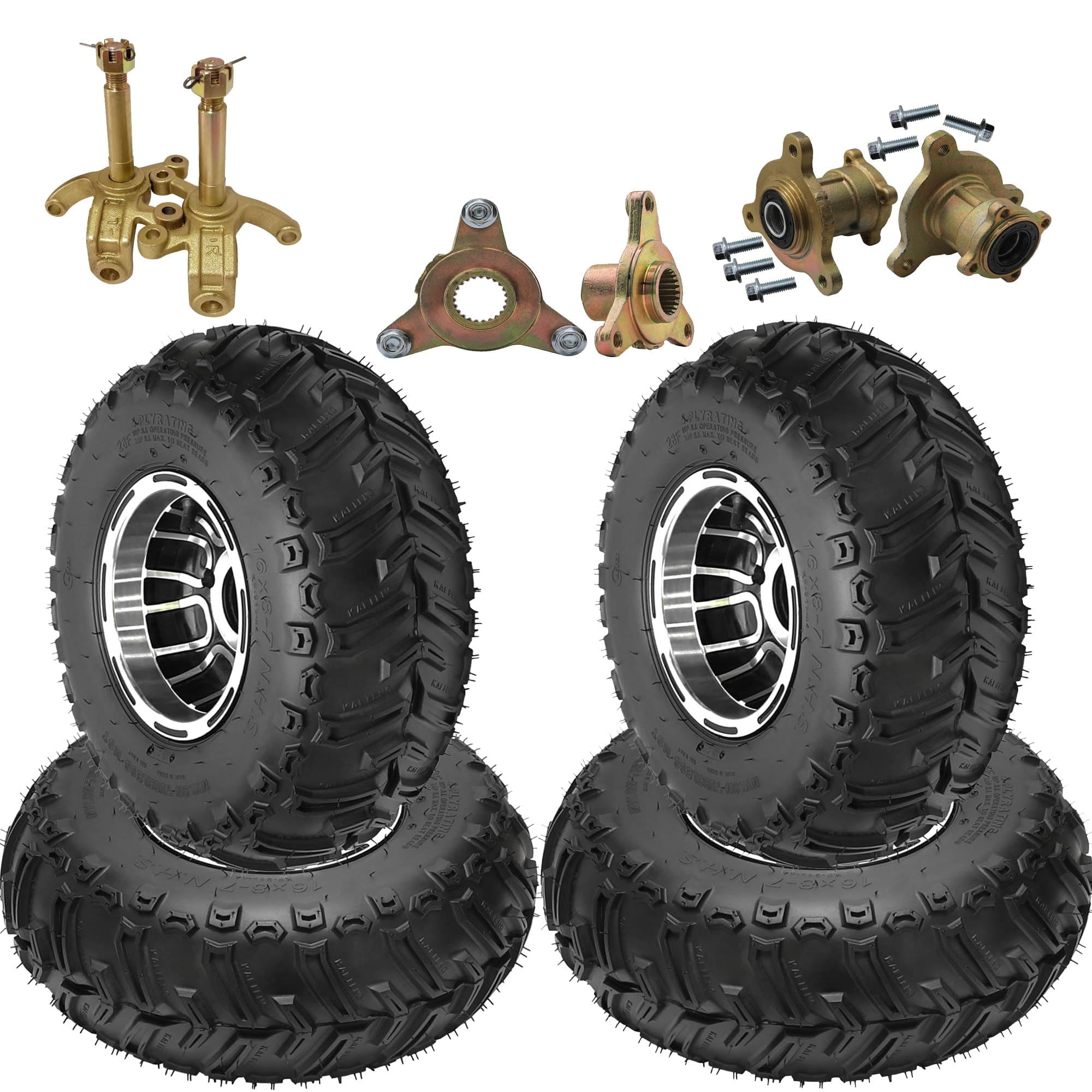 Complete ATV Go Kart Tires and Rims Tubeless 16x8-7 Inch Front & Rear ...