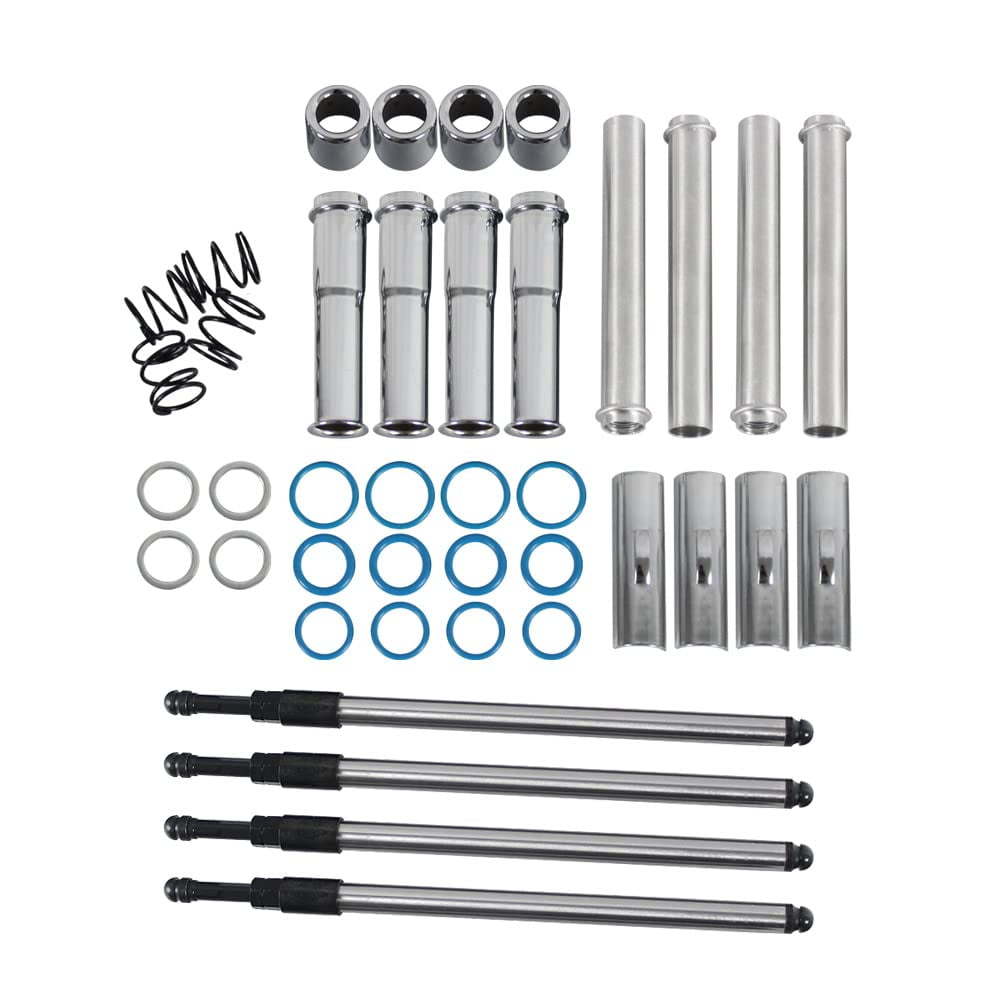 Complete Adjustable Pushrods & Cover Kit Chrome Push Rod Kits Set ...