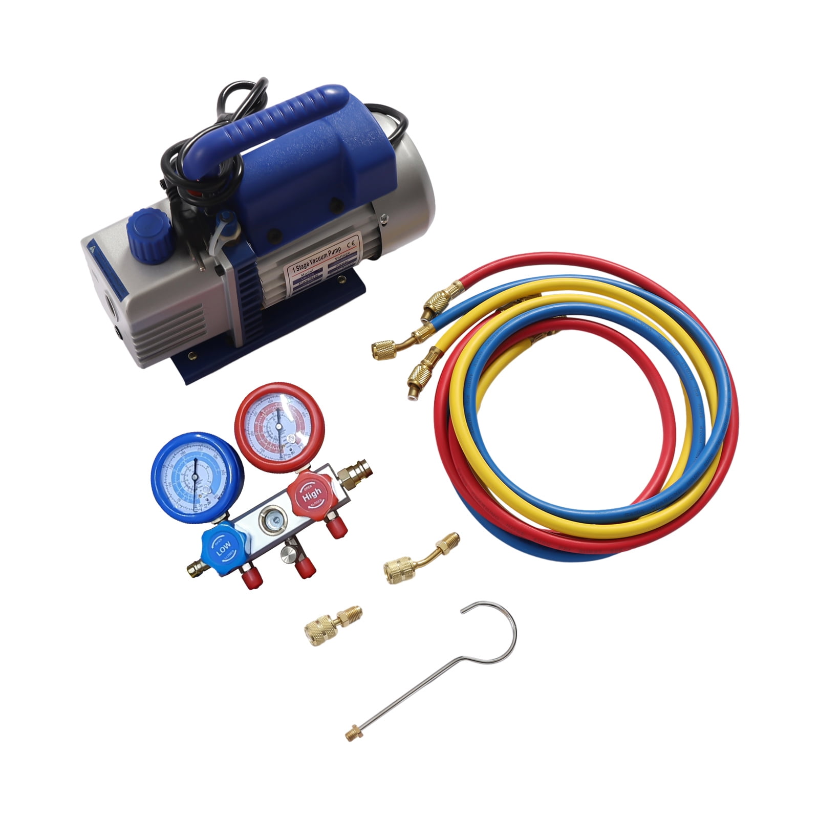 Complete Auto AC Repair Tool Kit with Vacuum Pump, Manifold Gauge Set ...