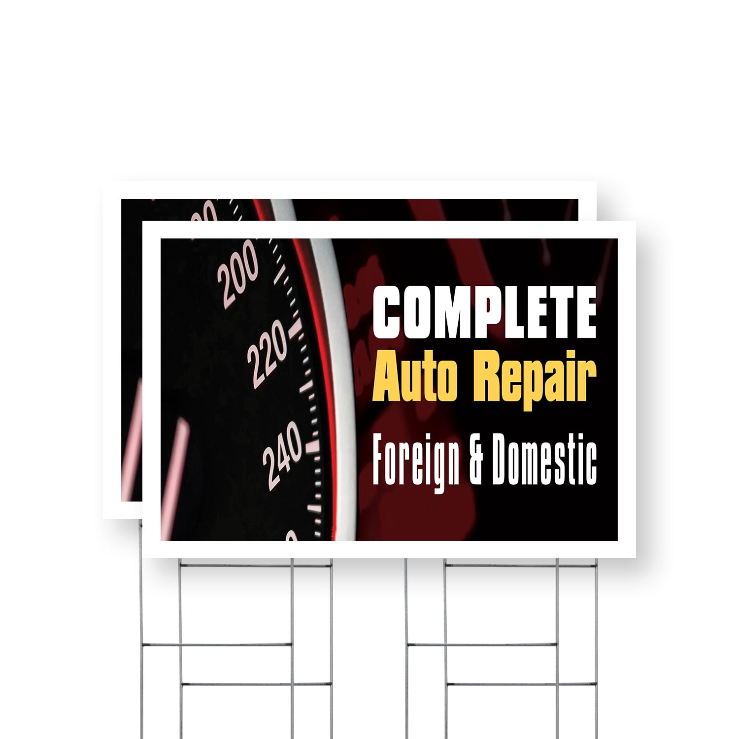 Complete Auto Repair Foreign & Domestic Yard Sign 2 Pack of 24 Inch x ...