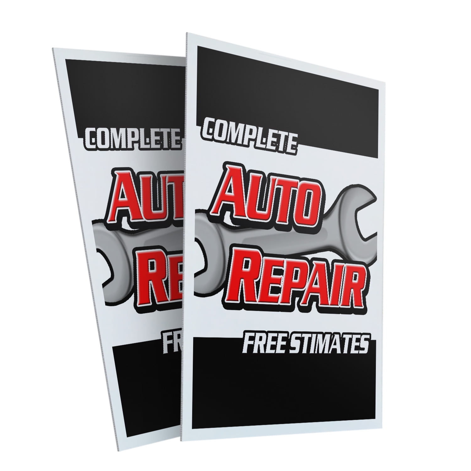 Complete Auto Repair Free Estimates (2-PACK) 24" x 36" Plastic Signs ...