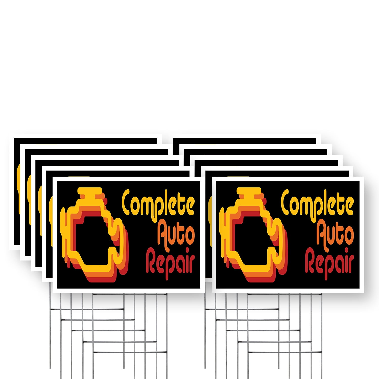 Complete Auto Repair Yard Sign 10 Pack of 18 Inch x 24 Inch Double ...