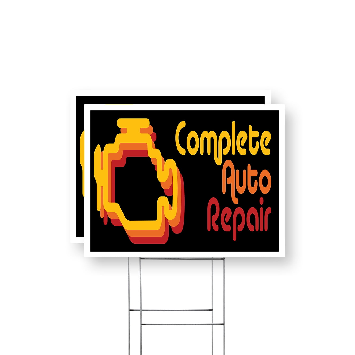 Complete Auto Repair Yard Sign 2 Pack of 12 Inch x 16 Inch Double Sided ...