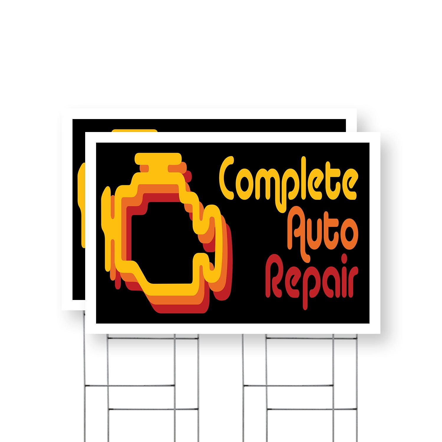 Complete Auto Repair Yard Sign 2 Pack of 24 Inch x 36 Inch Single Sided ...