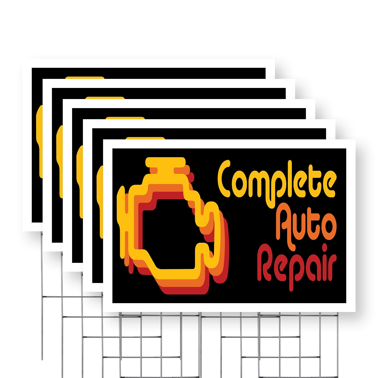 Complete Auto Repair Yard Sign 5 Pack of 24 Inch x 36 Inch Single Sided ...