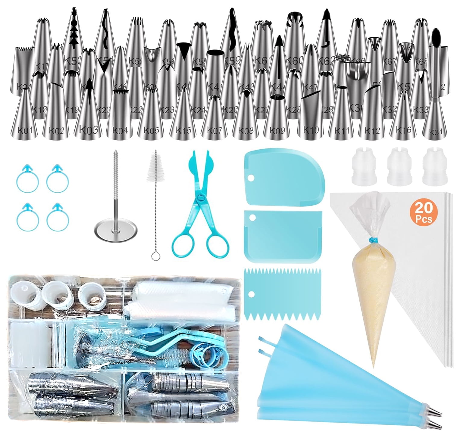 Complete Baking Set, Cake Decorating Tools with Numbered Tips Stainless ...
