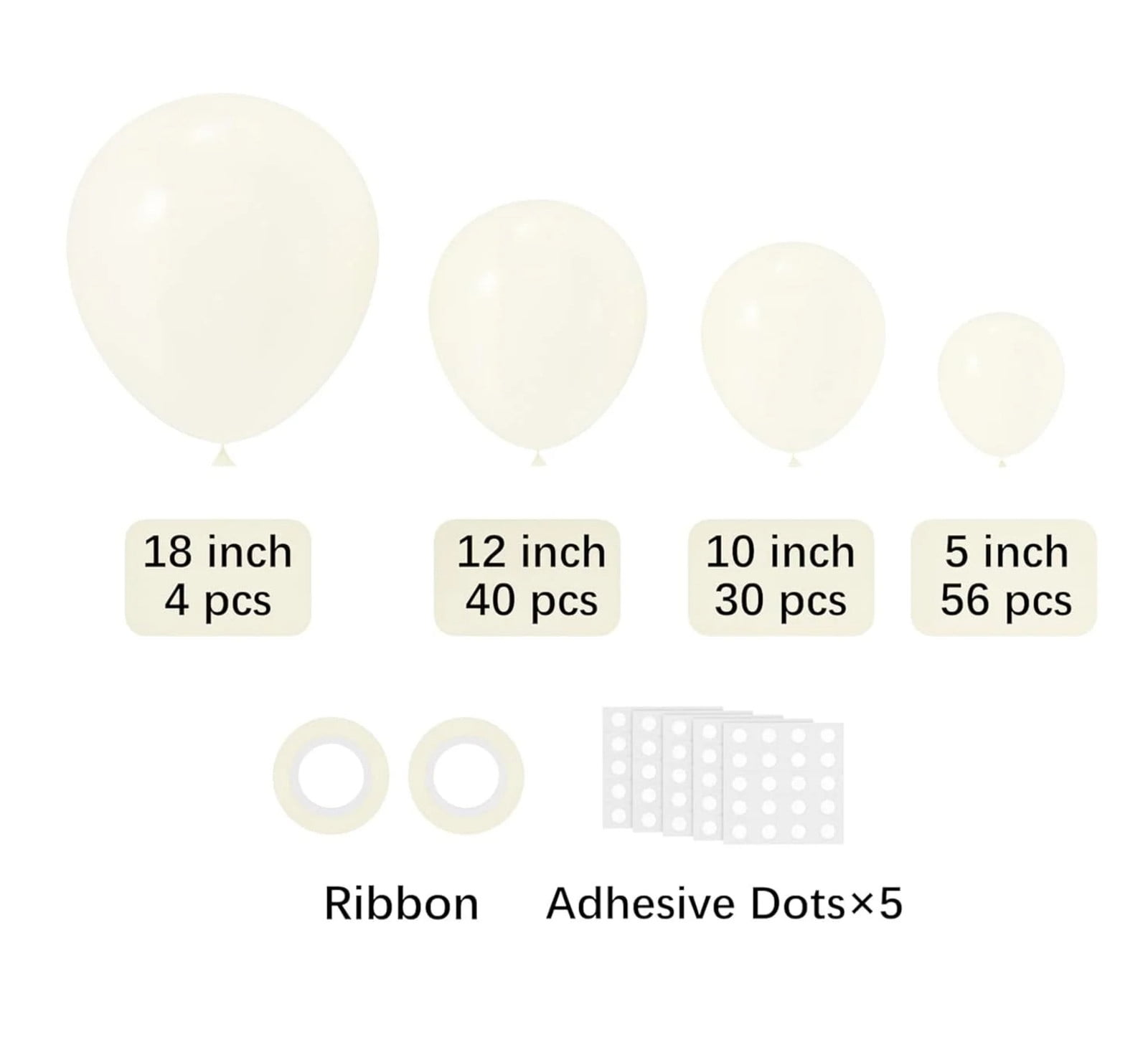 Complete Balloon Decoration Set 130 Pieces with 18, 12, 10, 5 Inch ...