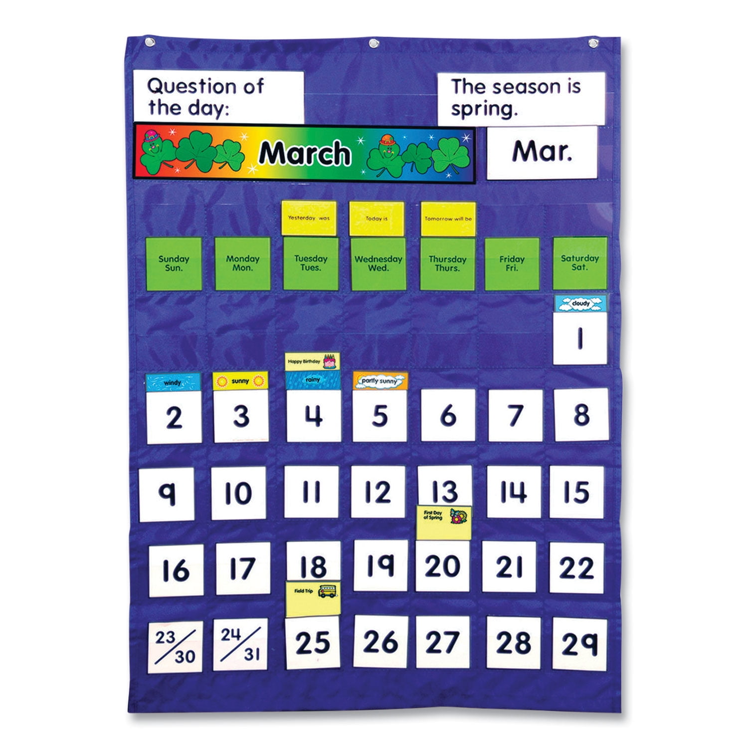 Complete Calendar and Weather Pocket Chart, 51 Pockets, 26 x 37.25 ...